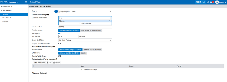 Technical Tip: Use VPN Manager to set up SSL VPN o... - Fortinet Community
