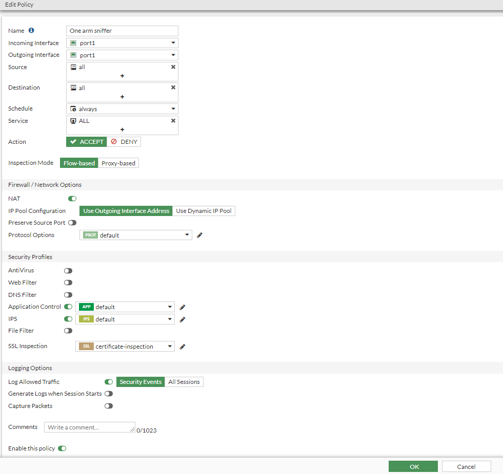 Technical Tip: How to enable logging for one-arm f... - Fortinet Community