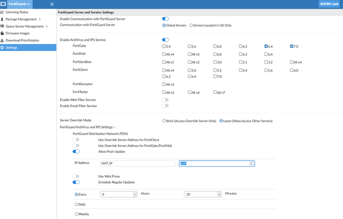 Fortimanager as a local FDN server for Fortigates