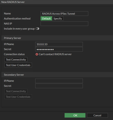 Technical Tip: RADIUS server unreachable when host... - Fortinet Community