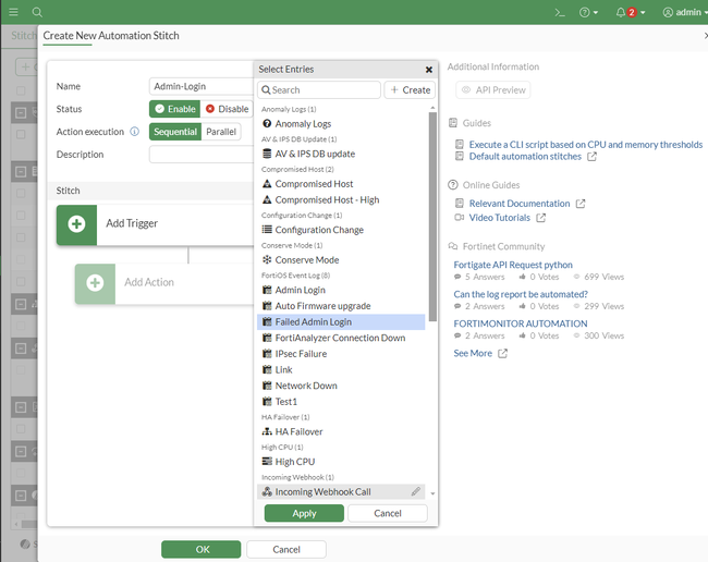 Technical Tip: Creating an automation trigger dire... - Fortinet Community