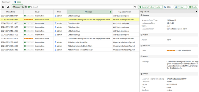 Troubleshooting Tip: LogID 32169 'DLP database spa... - Fortinet Community
