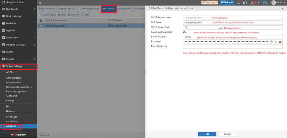 Technical Tip: FortiAnalyzer integration with SMTP... - Fortinet Community