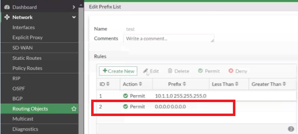 Technical Tip: Prefix List Defaults to 0.0.0.0 0.0... - Fortinet Community