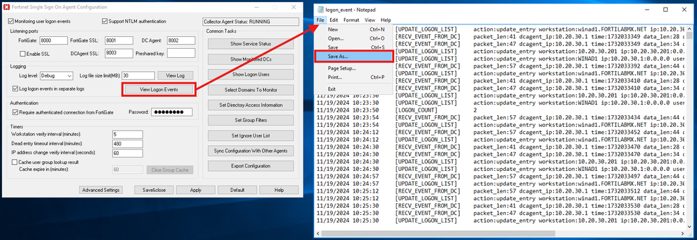 Technical Tip: How to export FSSO Collector Agent ... - Fortinet Community