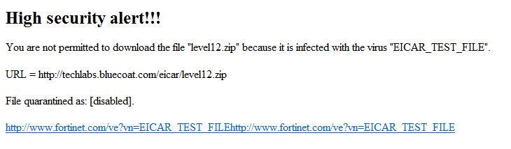 Failing EICAR test ?! - Fortinet Community