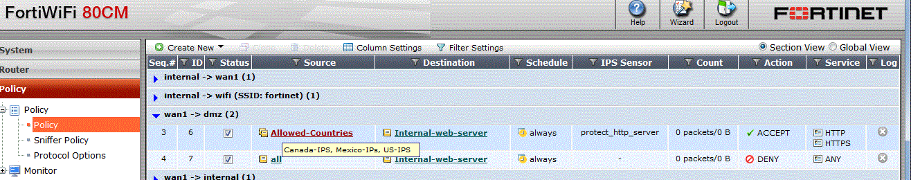 Deny all before allow policy - Fortinet Community