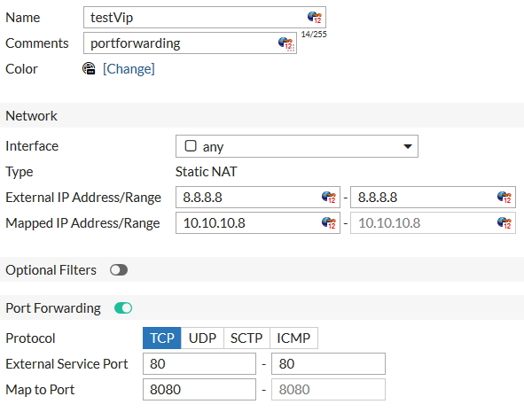 port forwarding without typing any port after the ... - Fortinet Community