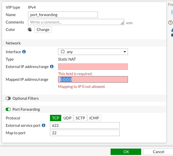 Hide NAT with port forwarding towards internet - Fortinet Community