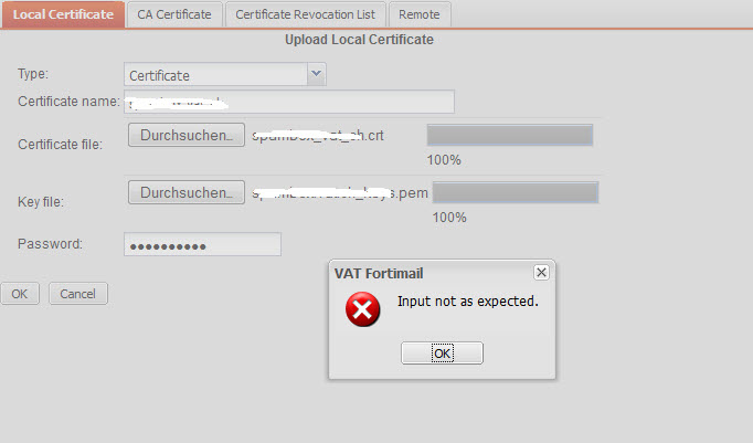 Certificate import error - Fortinet Community