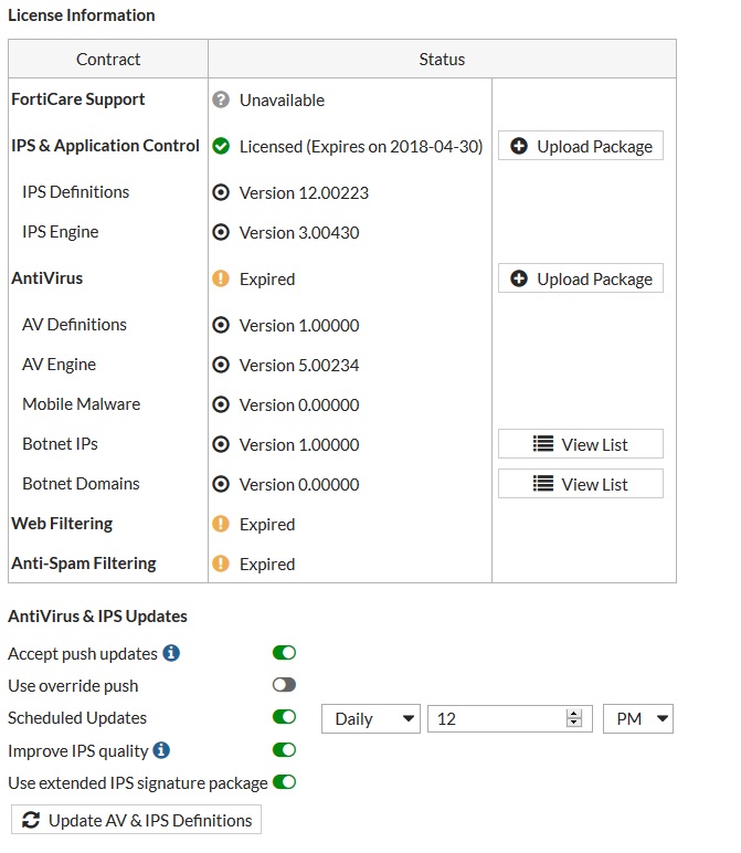 No updates on my IPS Engine - Fortinet Community