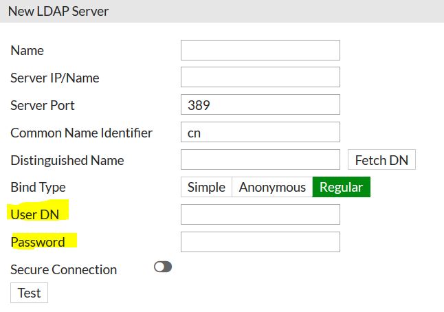 LDAP regular bind type - Fortinet Community