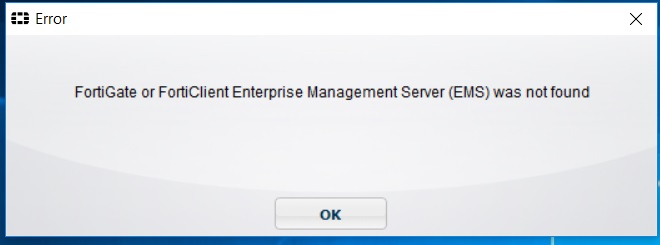 Forticlient 5.6 error message - Fortinet Community